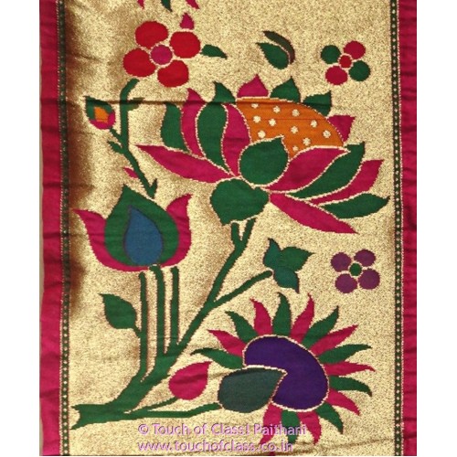 Paithani Jacquard Border, Ajanta Lotus, Rani Pink